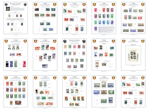 Russia Stamp Album - Colour or Greyscale Pre-Printed Illustrated Pages